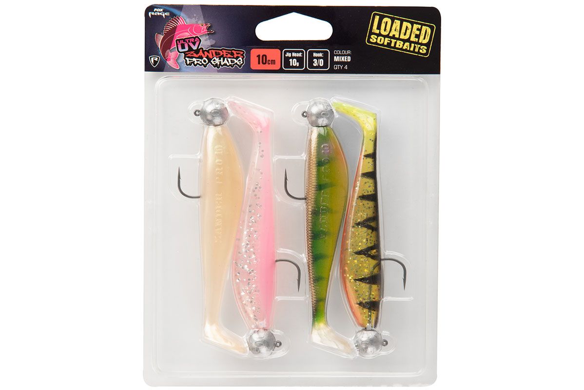 Fox Rage - Zander Pro Shad x4 Mixed UV colour Pack LOADED